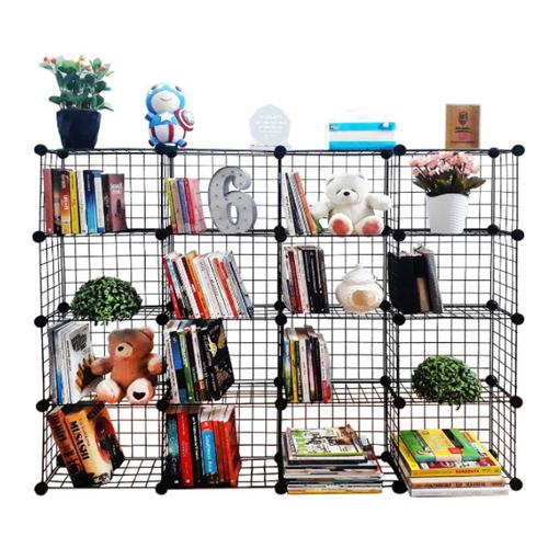 Jual Rak Buku Hitam Rack Portable Modular Shelving Storage - Black ...