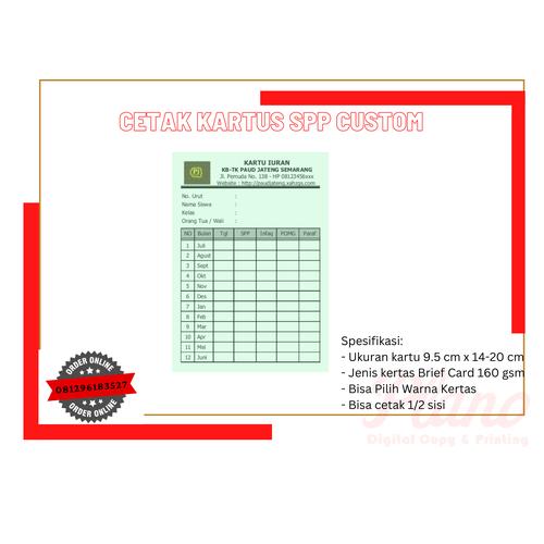 Jual CETAK PRINT KARTU SPP Custom - 2 Sisi - Kota Depok - Plano ...