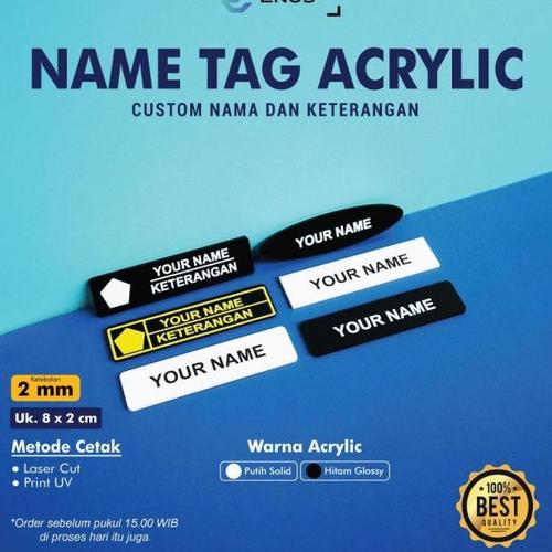 Jual name tag akrilik /papan nama dada / magnet / name tag print uv ...