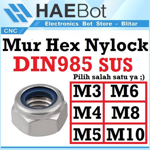 Jual [EBS] Mur HEX Nylon Lock Nut M3 M4 M5 M6 M8 M10 DIN985 SS 304 ...