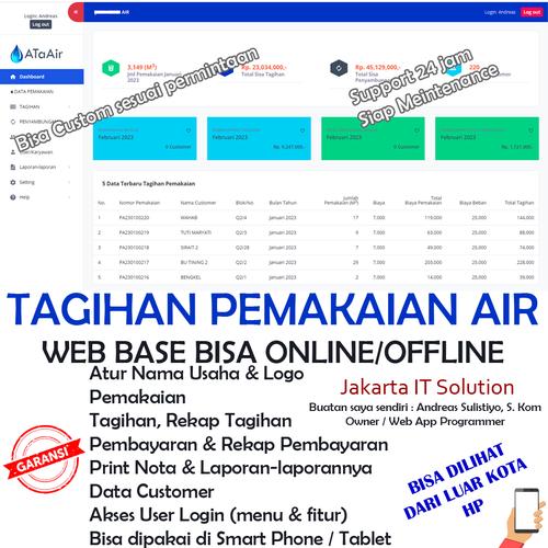 Jual program aplikasi software system tagihan pemakaian air - Jakarta ...