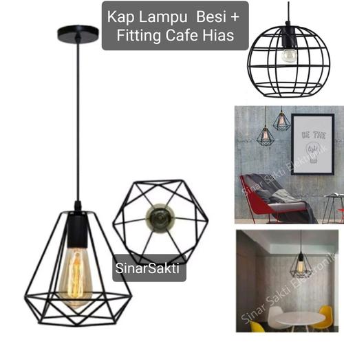 Jual Kap Lampu Gantung Besi Cafe Hias Vintage Fitting Plafon E27 Diamond - Kota Malang - Sinar ...