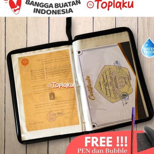 Jual map ijazah dokumen keeper isi 60 resleting anti air kulit document ...