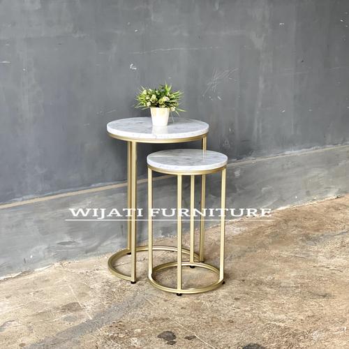 Jual Side Table Marmer - Meja Sudut Kaki Besi Gold Marmer White Carrara ...
