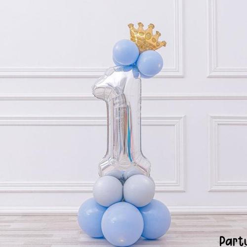 Jual [paket acc] balon standing angka foil jumbo 100cm biru / pink ...