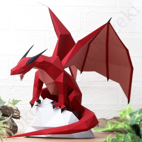 Jual Paper Craft Dragon Figure Polygon Papercraft Patung Naga Miniature ...