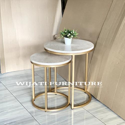 Jual Side Table Marmer - Meja Sudut Kaki Besi Gold Marmer Krem - Kab ...