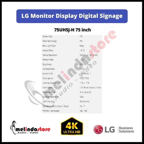 Jual LG Monitor Display Digital Signage UH5J-H Series - 75UH5JH 75 inch ...