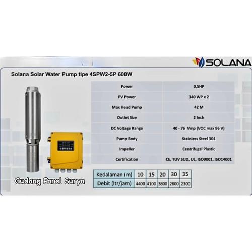 Jual Submersible Pump Pompa Celup Tenaga Surya Solana 600Watt + Controller - Jakarta Barat ...
