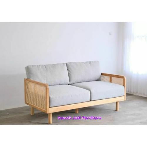 Jual Sofa minimalis Rotan Kayu Jati 2 Seater - Sofa Rotan minimalis ...