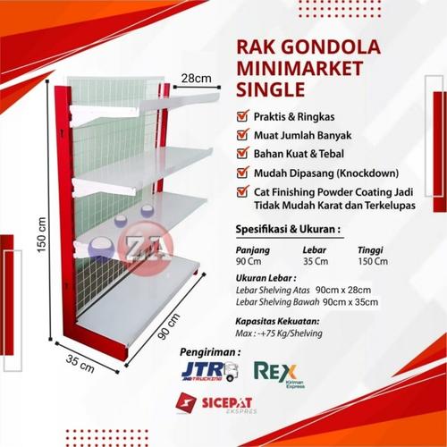 Jual Rak Gondola Single 4 Ambalan Susun Minimarket Murah 90x28x150 ...