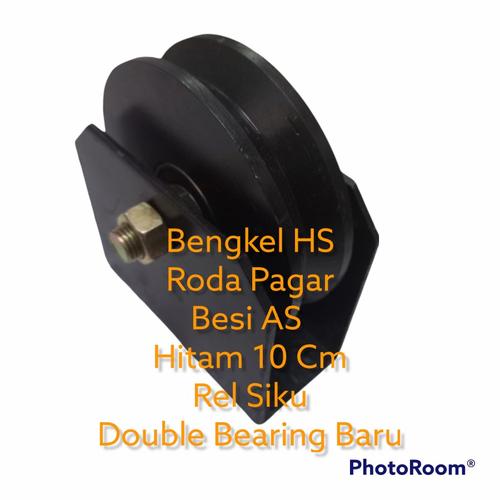 Jual Roda Pagar Besi As Hitam 10 Cm Tebal 32 mm Jalur Rel Siku ...