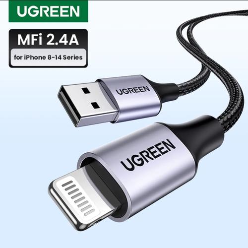 Jual Ugreen MFi USB A to Lightning Fast Charging 2.4A iPhone iPad Cable - Nylon - Silver, 1M ...