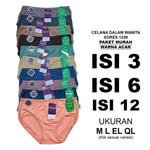 Jual Celana Dalam Wanita SOREX 1238 PAKET 3 / 6 / 12 pcs Warna Acak - ISI 3, M - Kab. Sukabumi ...