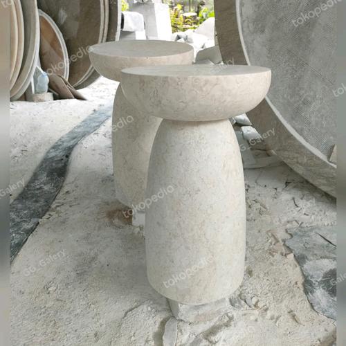 Jual Meja mini bulat kaki solid batu marmer putih honed - Kab ...
