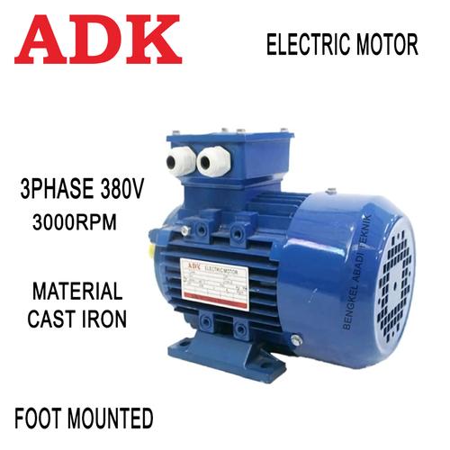 Jual ELECTRIC MOTOR ADK 1.1KW 1.5HP 2POLE 3000RPM 3PHASE B3 - CAST IRON ...