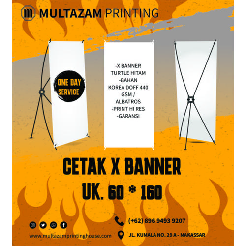 Jual CETAK X BANNER + STAND UK 60x160 Bahan Korea Doff - 85x200 - Kota ...