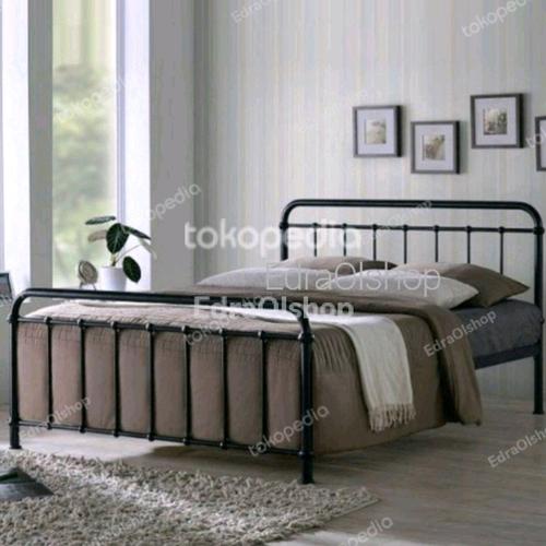 Jual 140x200cm Ranjang Besi Pipa Bulat Divan Modern Bed Kuat Awet ...