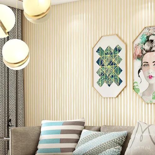 Jual Wallpaper dinding motif salur / garis lurus warna kuning - Jakarta ...