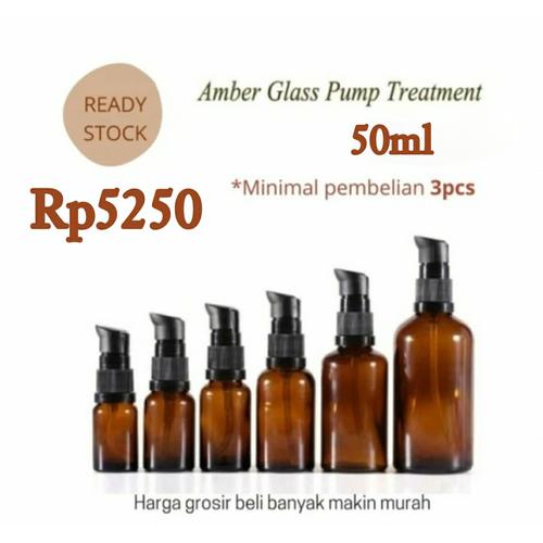 Jual Botol Shampoo Toner Hair Tonic Kaca Amber 50ml Glass Pump ...