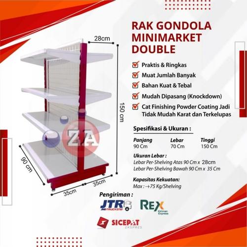 Jual Rak Gondola Double 4 Ambalan Susun Minimarket Murah 90x28/35x150cm ...