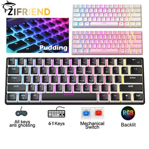 Jual ZIFRIEND ZA616 Wired Pudding Keycaps RGB Backlit Mechanical ...