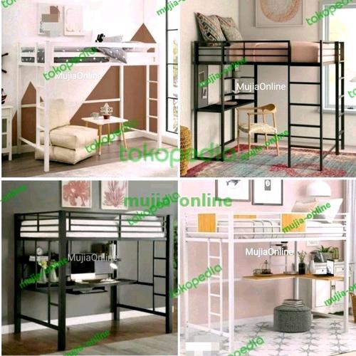 Jual Loft Bunk Bed Ranjang Besi Tingkat Atas + Meja Modern Minimalis ...