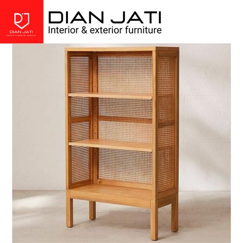 Jual Rak serbaguna 3 susun minimalis rangka kayu jati rotan rattan ...