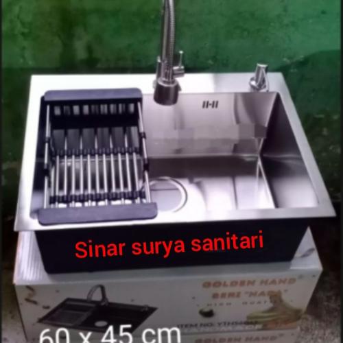 Jual Paket komplit kitchen sink kotak minimalis 60 cm GOLDEN HAND 6045 ...