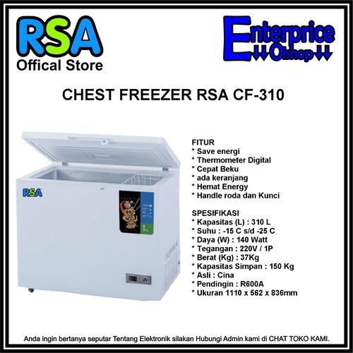 Jual CHEST FREEZER RSA CF310 FREEZER PEMBEKU 300 LITER NEW CF-310 PROMO ...