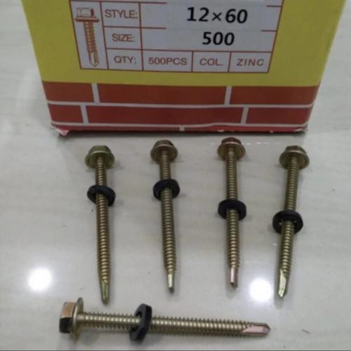 Jual sekrup baut baja ringan 60mm roofing self drilling screw kanopy 21 ...