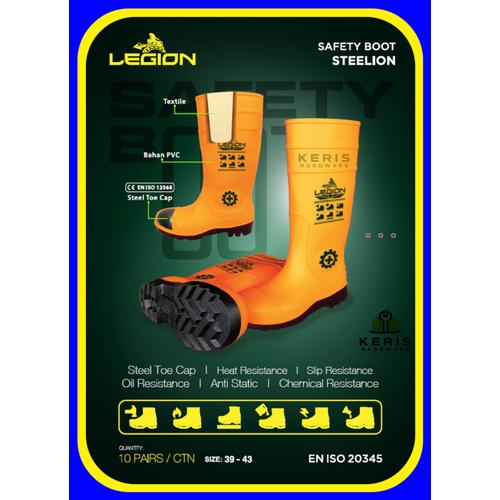 Jual Sepatu Boot Rubber Safety LEGION Dengan Besi Pada Ujung Depan - 42 ...