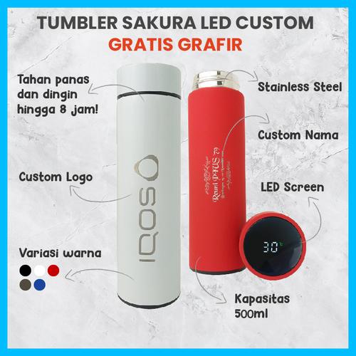 Jual Grafir Tumbler Sakura LED Suhu - Satuan / Grosir - Merah, Polos ...