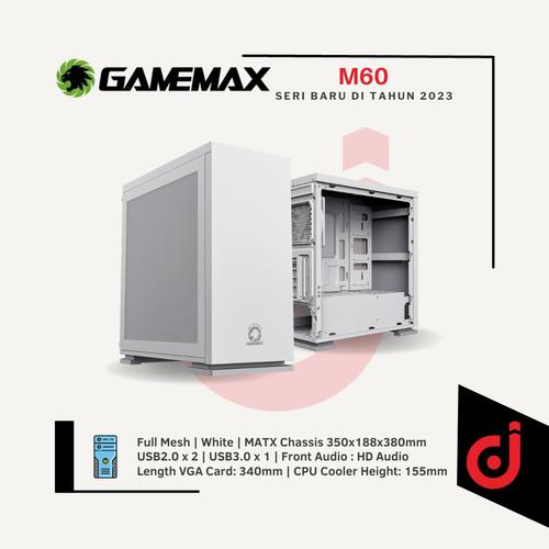 Jual Casing GameMax M60 DUAL Mesh Highflow Air m-ATX Gaming Case Black ...