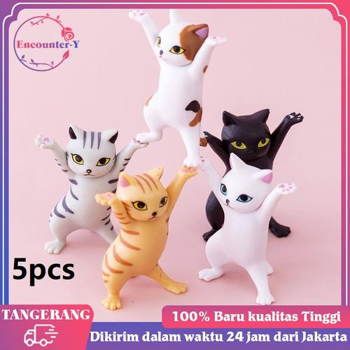 Jual 5pcs Patung Kucing Angkat Tangan Imut Dancing Cat Holder Figur ...