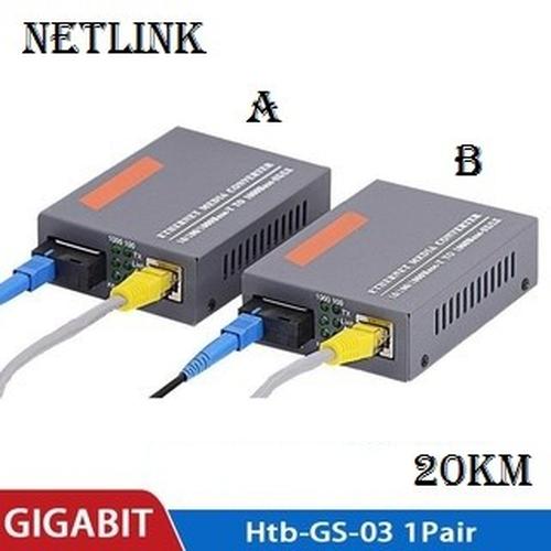 Jual Netlink Fiber Optic Device Converter HTB-GS-03 A+B Gigabit 20KM - Jakarta Barat - Gema ...