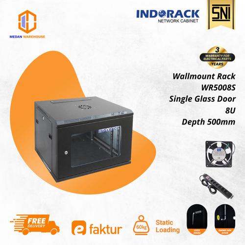 Jual Indorack WR5008S Wallmount rack 8U 500mm Single glass door - Kota ...