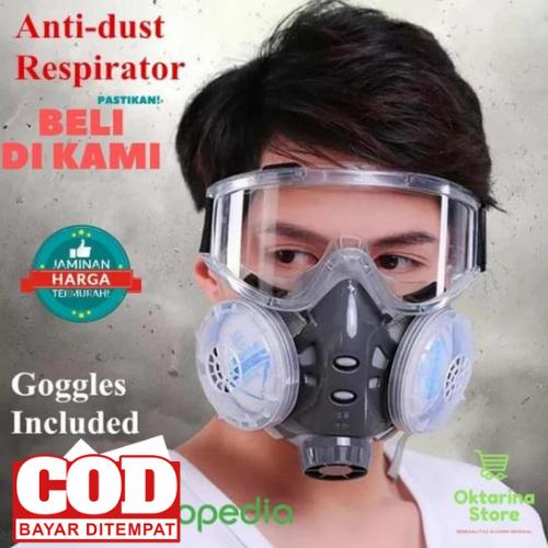 Jual Masker gas debu kimia pestisida cat lab medis respirator kacamata ...