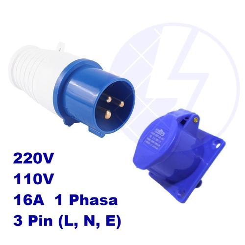 Jual Industrial Plug + Socket panel mounted 3Pole 3Pin 16A 1Phasa FORT ...