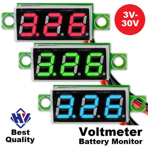 Jual Voltmeter Digital Micro Non Frame 0.28 inch 3V-30V DC LED Red ...