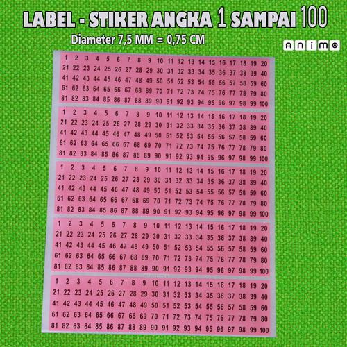 Jual LABEL / STIKER ANGKA WARNA - STICKER NUMBERING 1 SD 100 - Merah ...