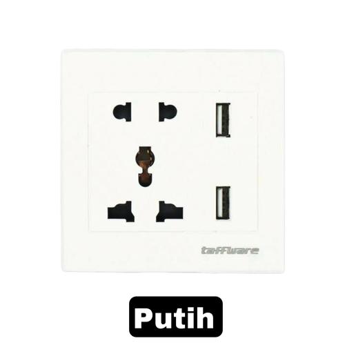 Jual Stop Kontak Colokan Listrik Dinding 2 Port Usb Changer Universal ...