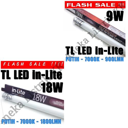 Jual INLITE LAMPU TL LED 9W 18W IN LITE NEON T8 9 W 18 WATT BUKAN 8W 16W - 9w 60cm PUTIH, TANPA ...
