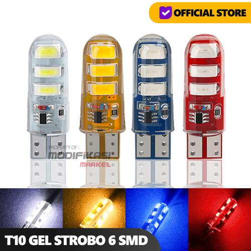 Jual LAMPU LED MOTOR T10 CRYSTAL JELLY 6 MATA SMD STROBO KEDIP SIGN / SEN - Putih - Jakarta ...