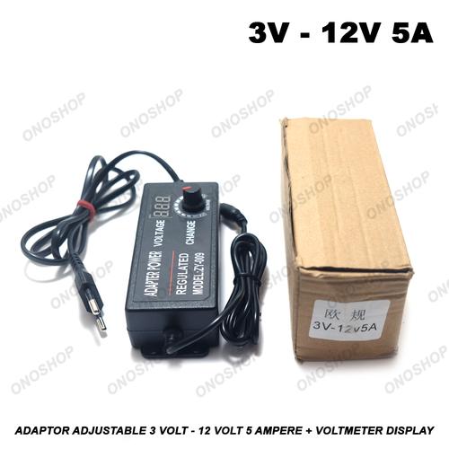 Jual Adaptor Adjustable 3 Volt - 12 Volt 5 Ampere + Voltmeter Display ...