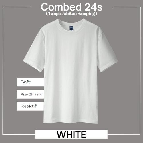 Promo KAOS BASIC - WHITE [ COTTON COMBED 24s ] | Kaos Polos pria wanita ...