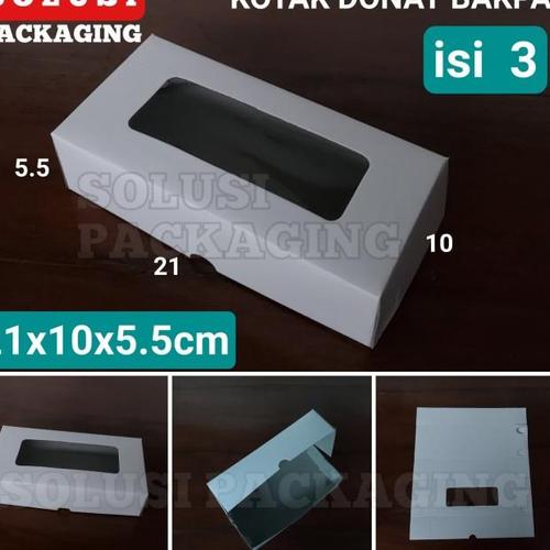 Jual kardus donat bakpao isi 3 putih polos/kotak kue roti/dus roti dos ...