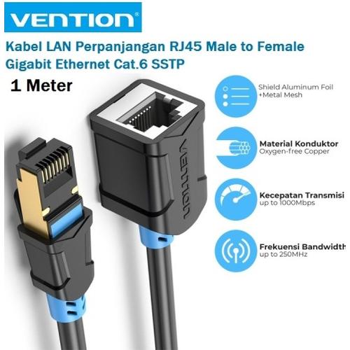 Jual Vention RJ45 Male to Female Perpanjangan Kabel LAN Gigabit ...