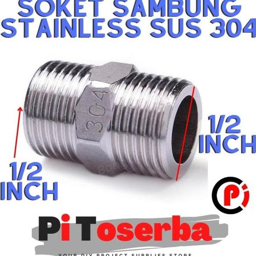Jual Double Neple Drat Pipa Stainless Steel SUS304 Ukuran 1/2 x 1/2 ...