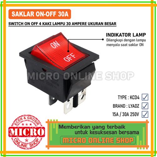 Jual Switch On-Off 30 Ampere 4 Pin Besar + Lampu Saklar On Off 30A 4 ...